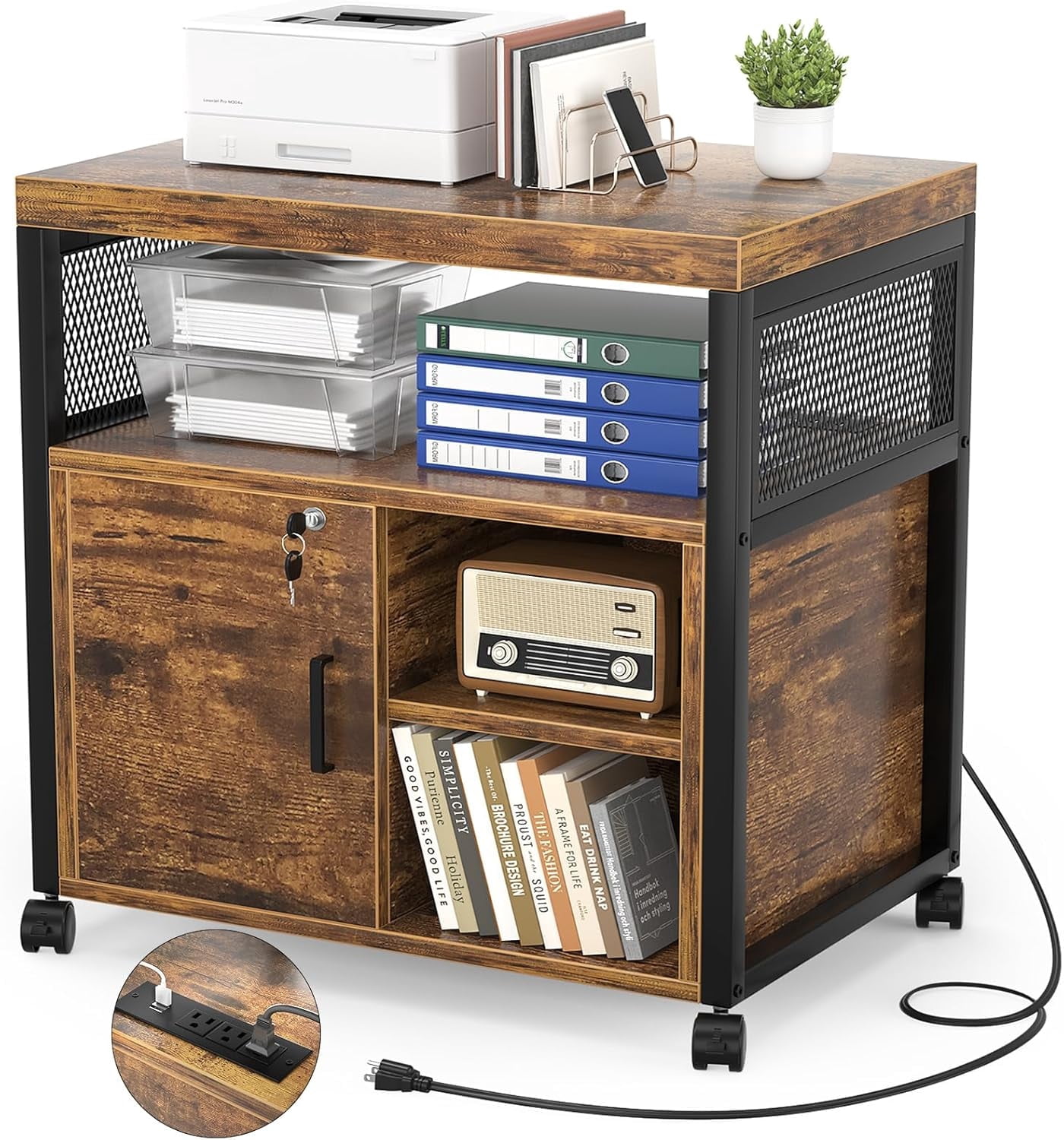 Aheaplus Lateral File Cabinet, Locking Office Filing Cabinets with ...