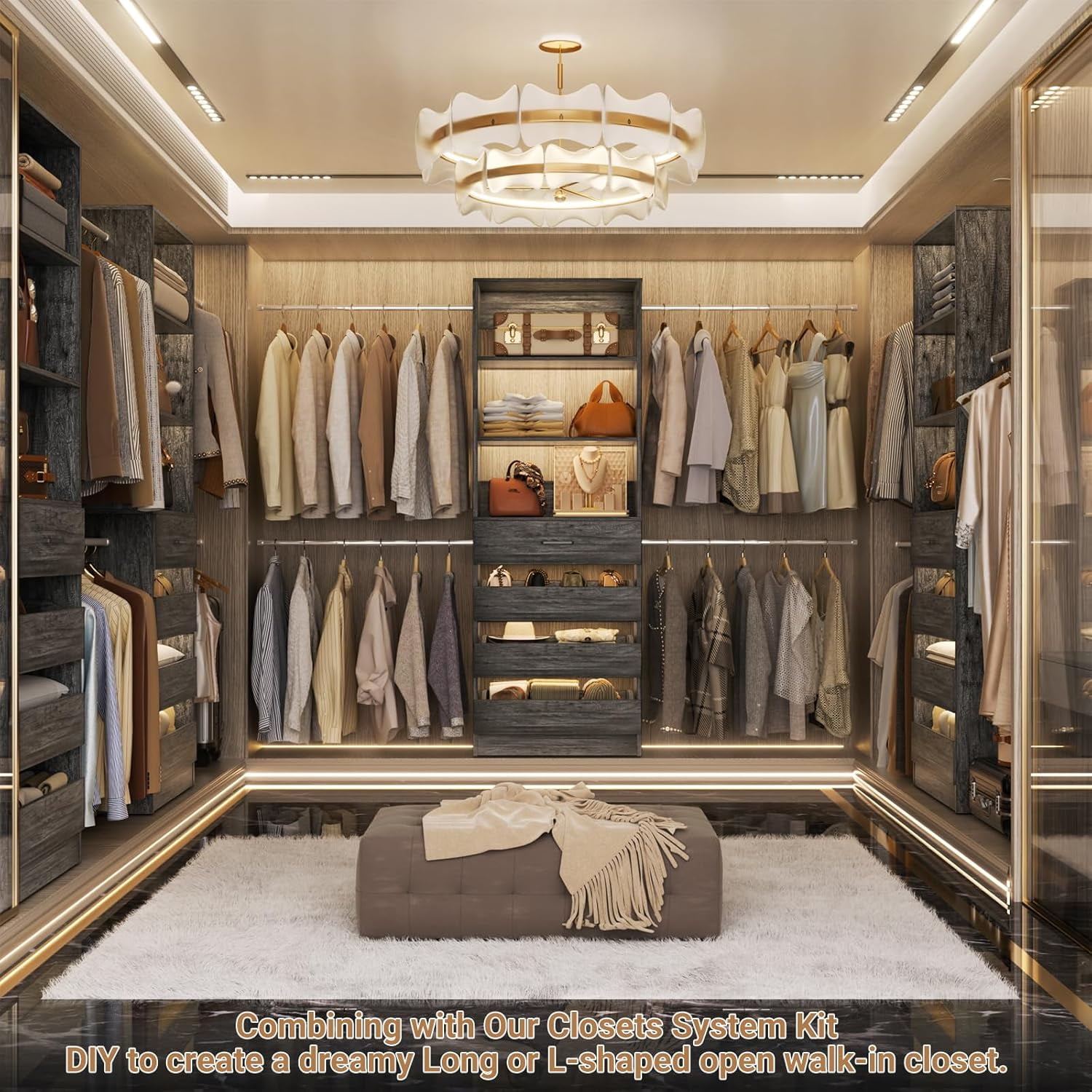 Aheaplus Modular Closet System 4-Pack: Expandable 12-24ft Wardrobe with ...