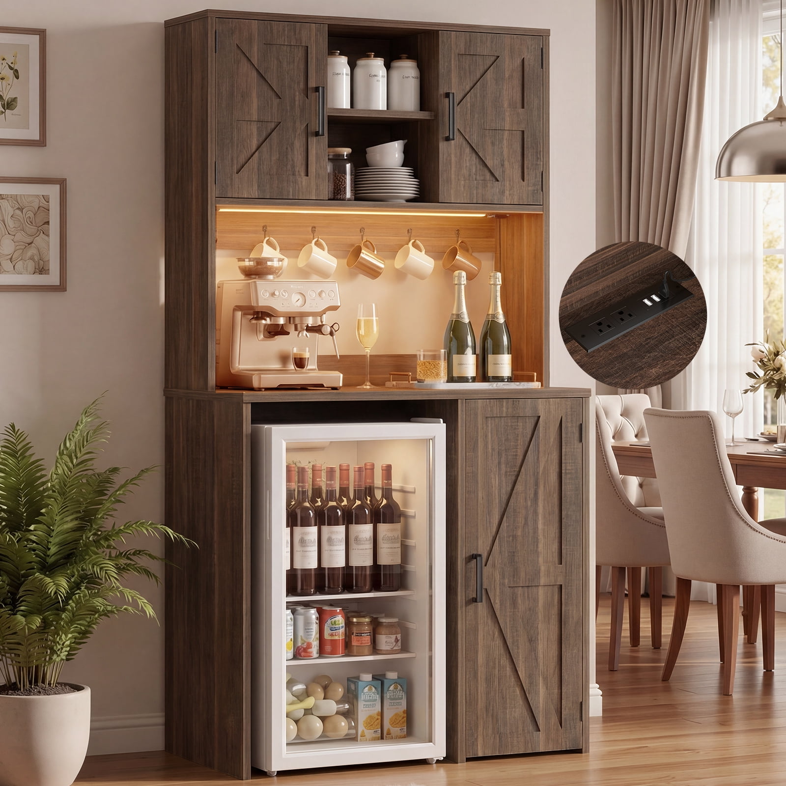 Aheaplus Multifunctional Mini Fridge Cabinet: Coffee Bar, Wine Stand ...