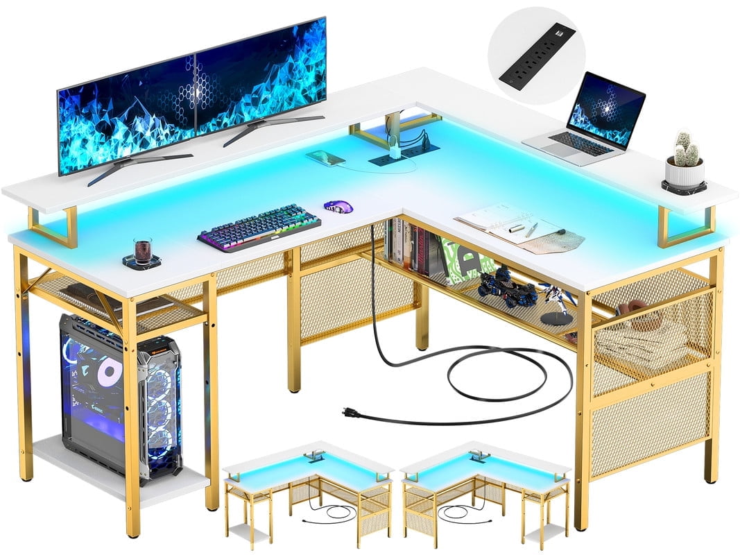 Aheaplus Reversible L Shaped Computer Desk, Corner Office Desk with ...