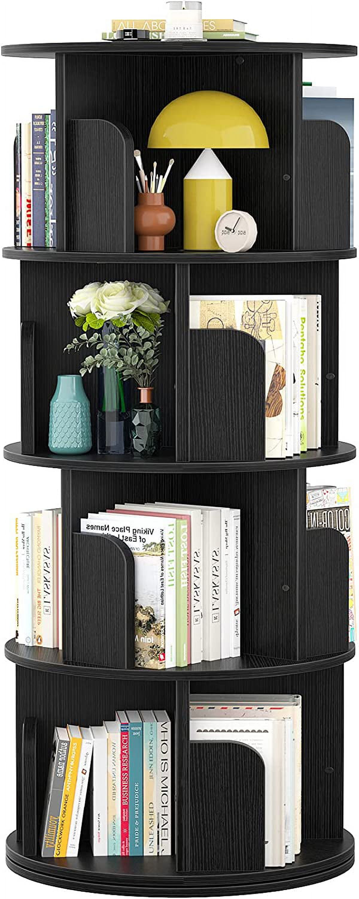 Aheaplus Rotating Bookshelf, 360 Display Corner Bookshelf for Small ...