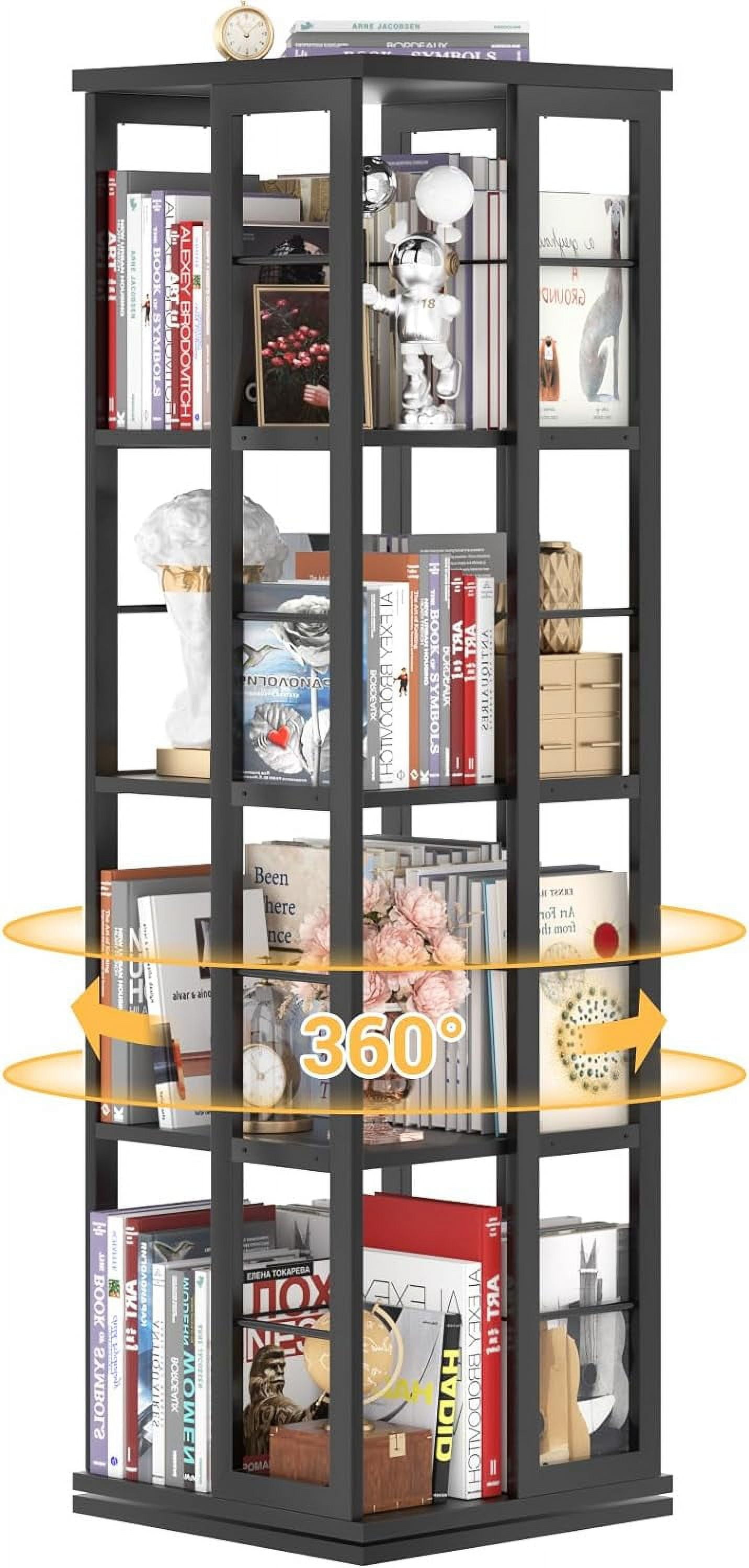 Aheaplus Rotating Bookshelf, Corner Bookshelf, 360 Display Wood ...