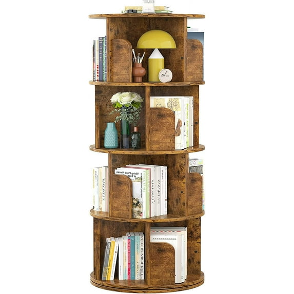 Aheaplus Rotating Bookshelf, Small Corner Bookshelf for Small Space ...