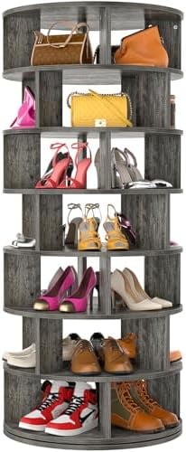 Aheaplus Rotating Shoe Rack Tower, 7-Tier Spinning Shoe Rack 360 ...