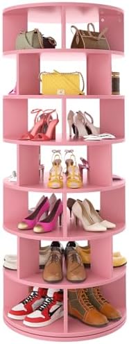 Aheaplus Rotating Shoe Rack Tower, 7-Tier Spinning Shoe Rack 360 ...