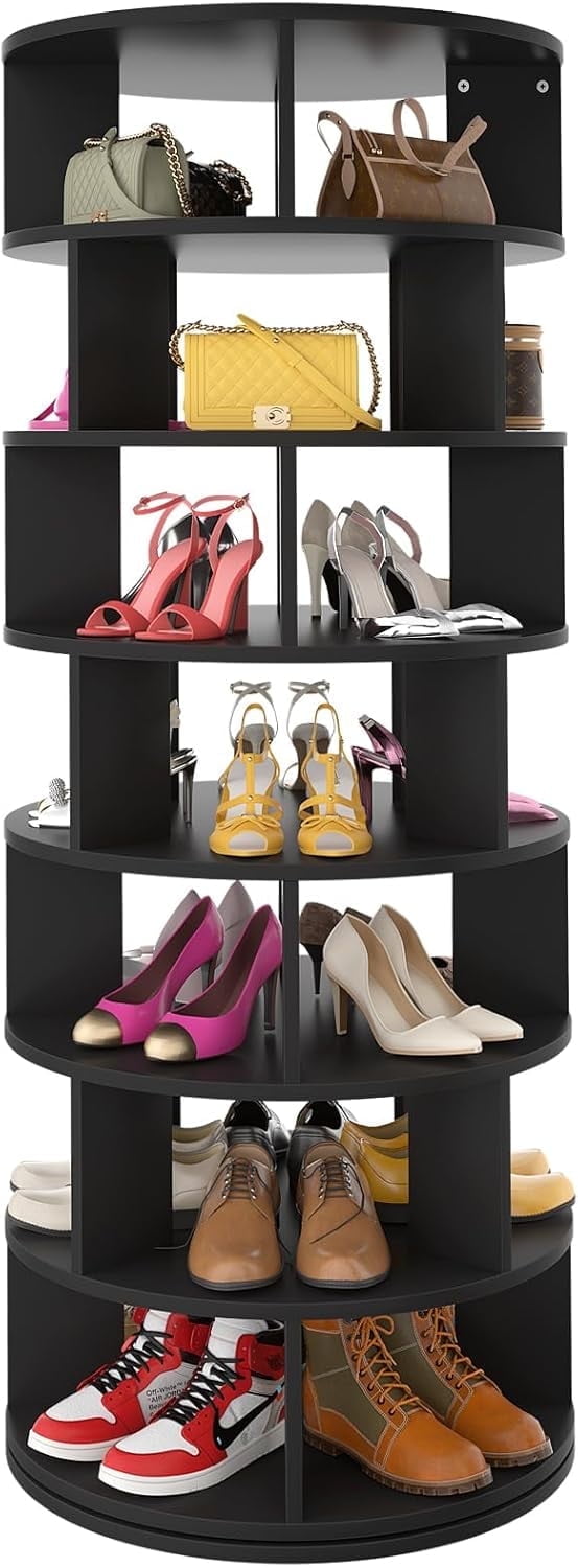 Aheaplus Rotating Shoe Rack Tower, 7-Tier Spinning Shoe Rack 360 ...