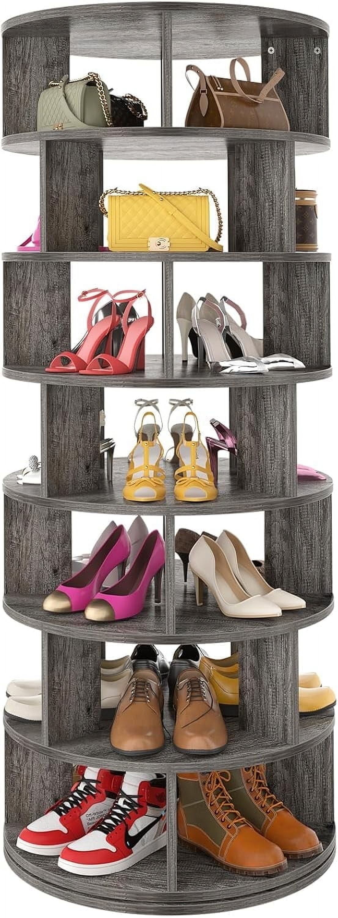 Aheaplus Rotating Shoe Rack Tower, 7-Tier Spinning Shoe Rack 360 ...