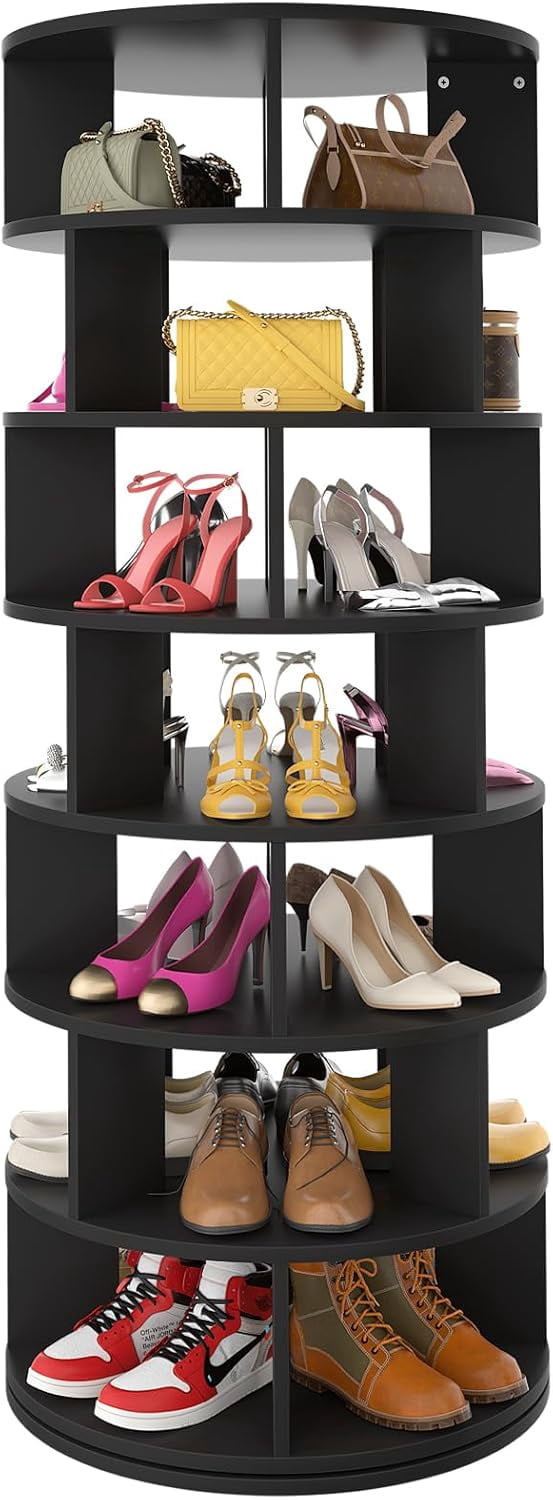Aheaplus Rotating Shoe Rack Tower, 7-Tier Spinning Shoe Rack 360 ...