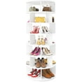 Aheaplus Rotating Shoe Rack Tower, 7-Tier Spinning Shoe Rack 360 ...