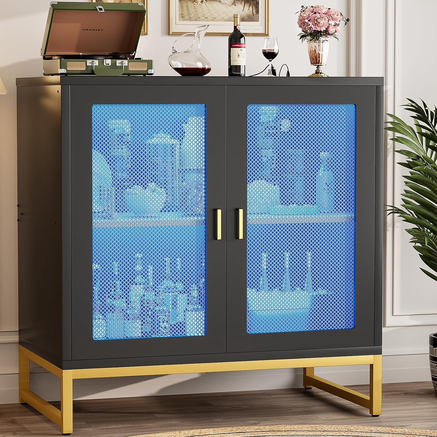 Aheaplus Sideboard Buffet Cabinet with Power Outlet, Accent Cabinet ...