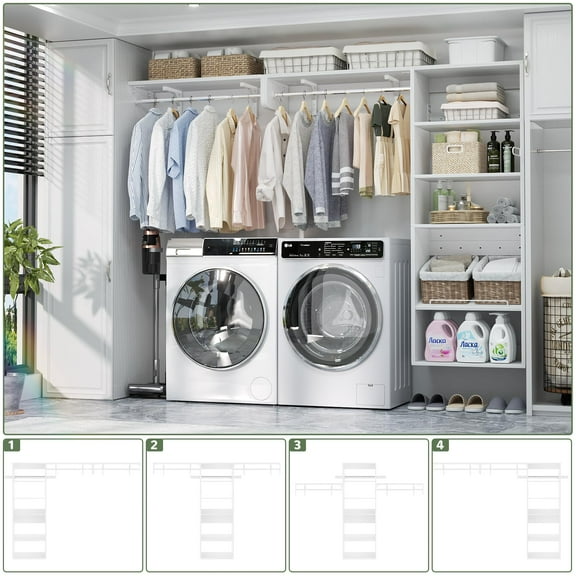 Clothes Drying Rack, 5 Tiers Over Washer and Dryer Laundry Room Storage ...