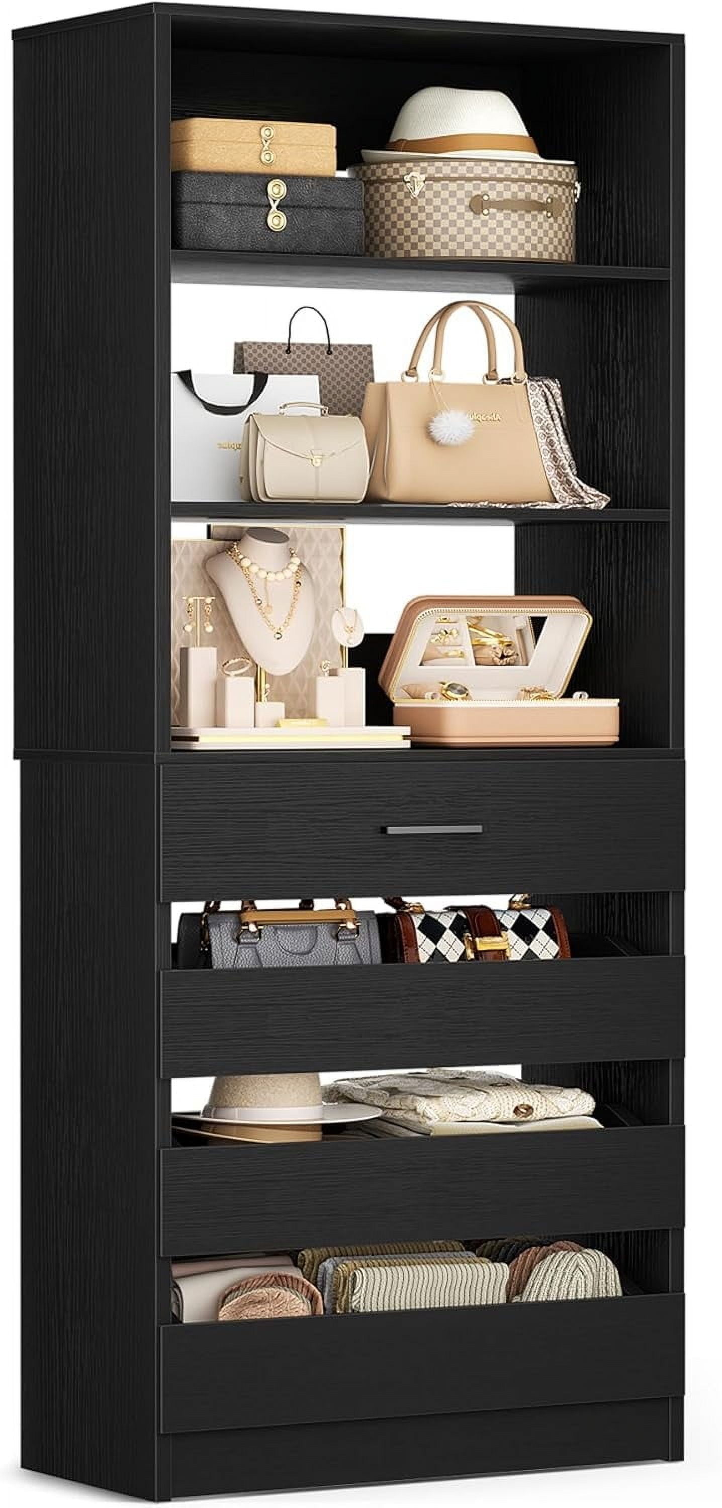 Aheaplus Wood Closet Organizer with 4 Drawers, 21.3" Closet System ...