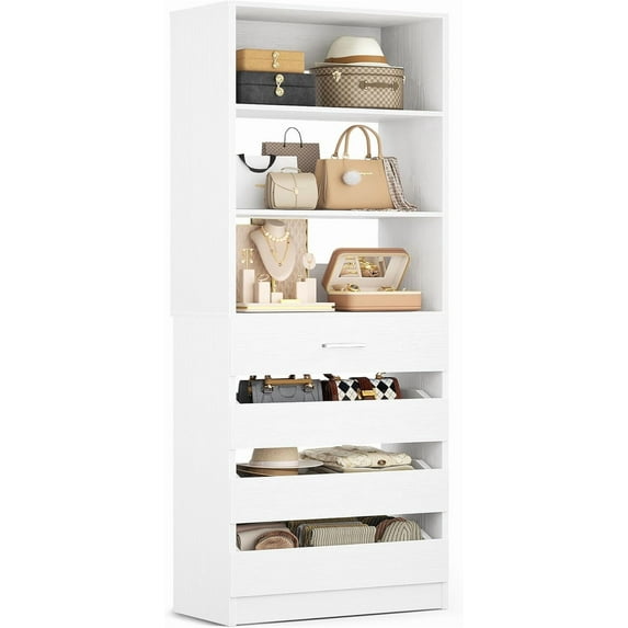 Aheaplus Wood Closet Organizer with 4 Drawers, 21.3" Closet System ...