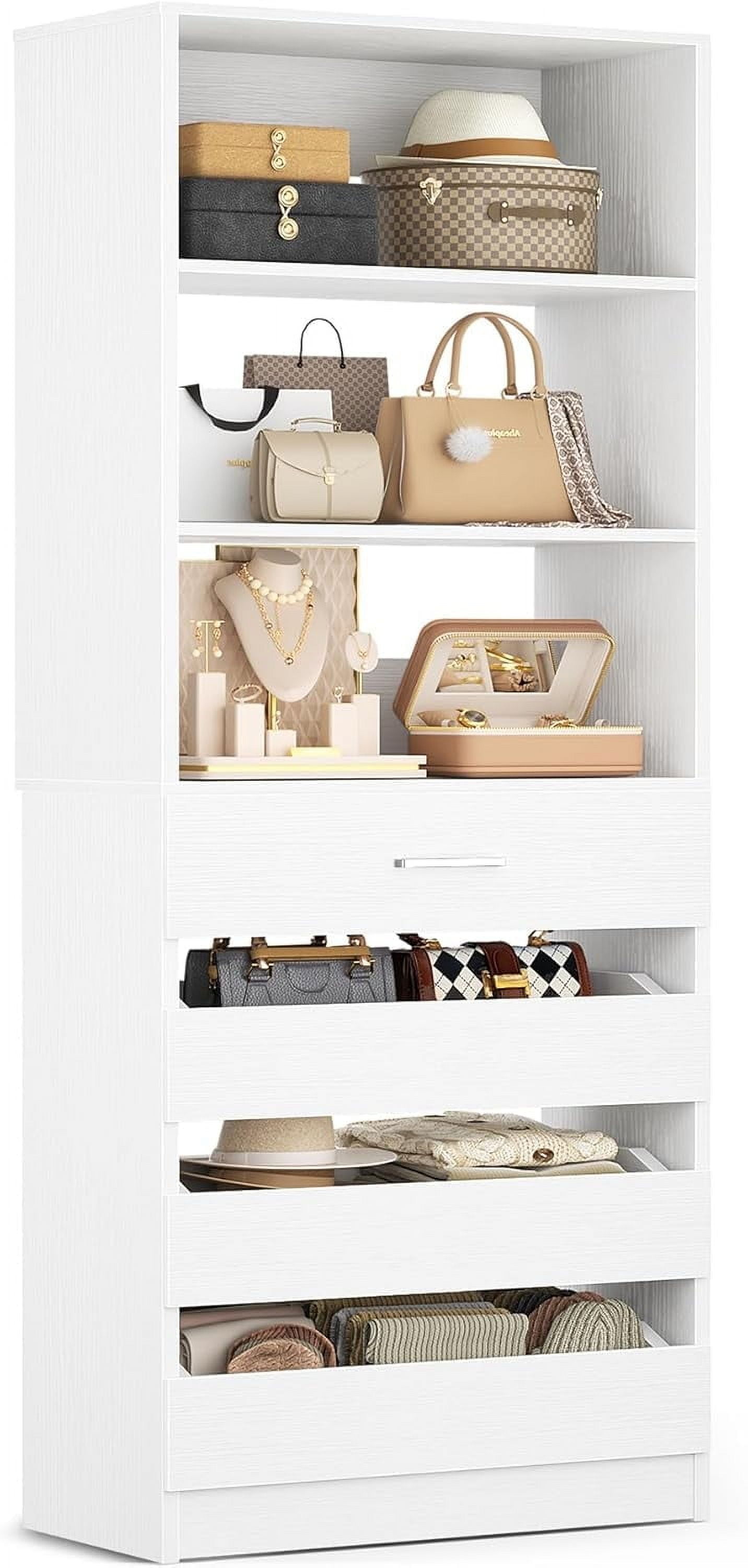 Aheaplus Wood Closet Organizer with 4 Drawers - 21.3" Modular Closet ...