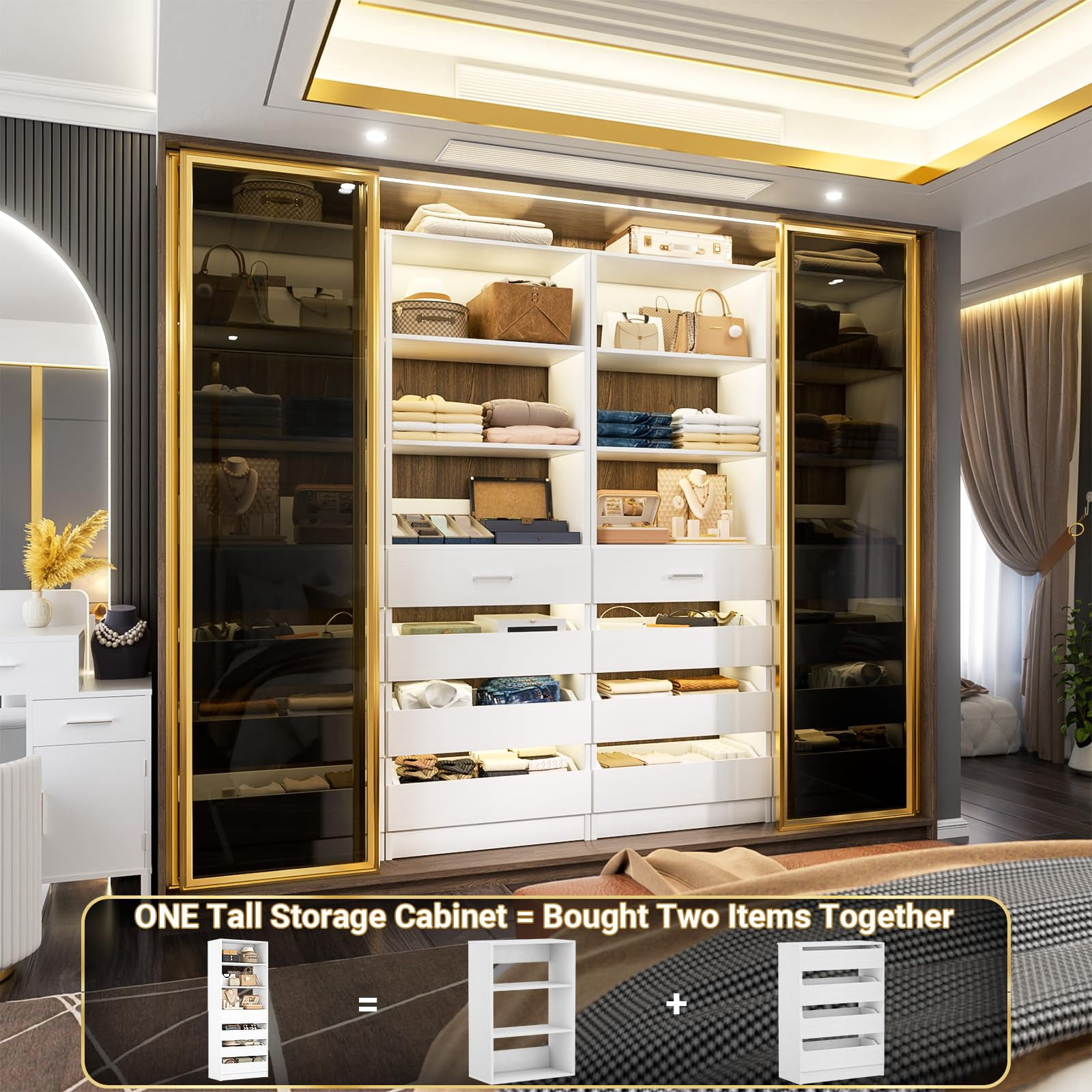 Aheaplus Wood Closet Organizer with 4 Drawers - 21.3" Modular Closet ...