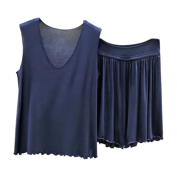 AherBiu 2 Piece Pajamas Sets for Women Comfy V Neck Tank Tops with ...