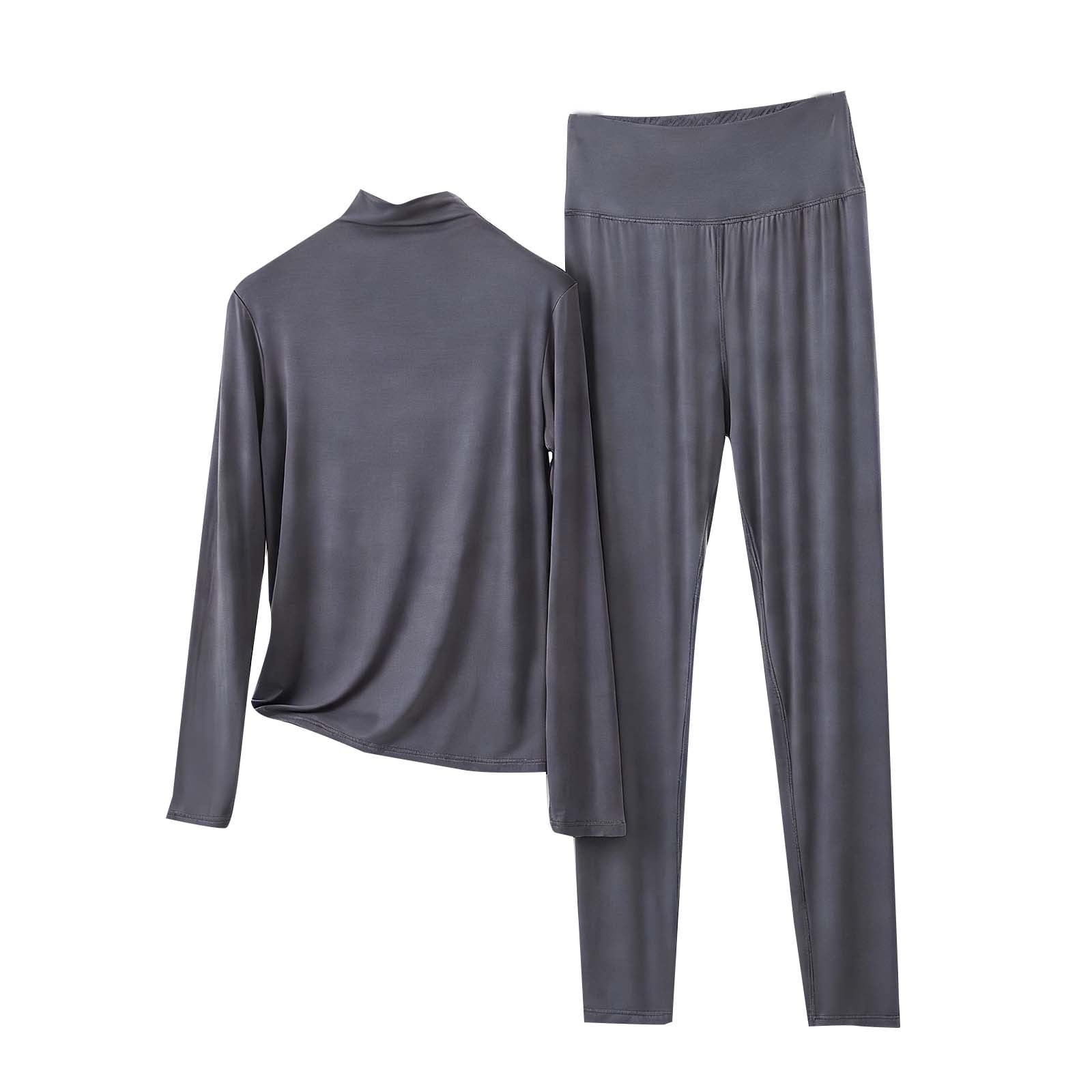 AherBiu 2 Piece Pajamas Sets for Women Long Sleeve Basic Layer Shirt ...
