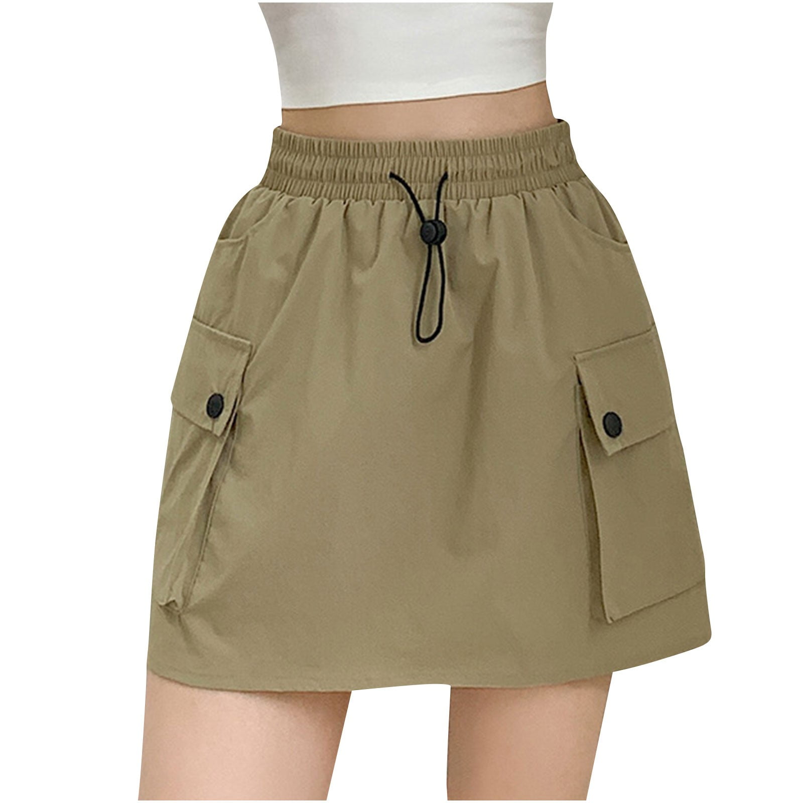 AherBiu 2 in 1 Cargo Shorts for Women Mini Skirts Activewear High ...