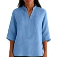 AherBiu 3/4 Sleeve Tops for Women Notch V Neck Lightweight Summer ...