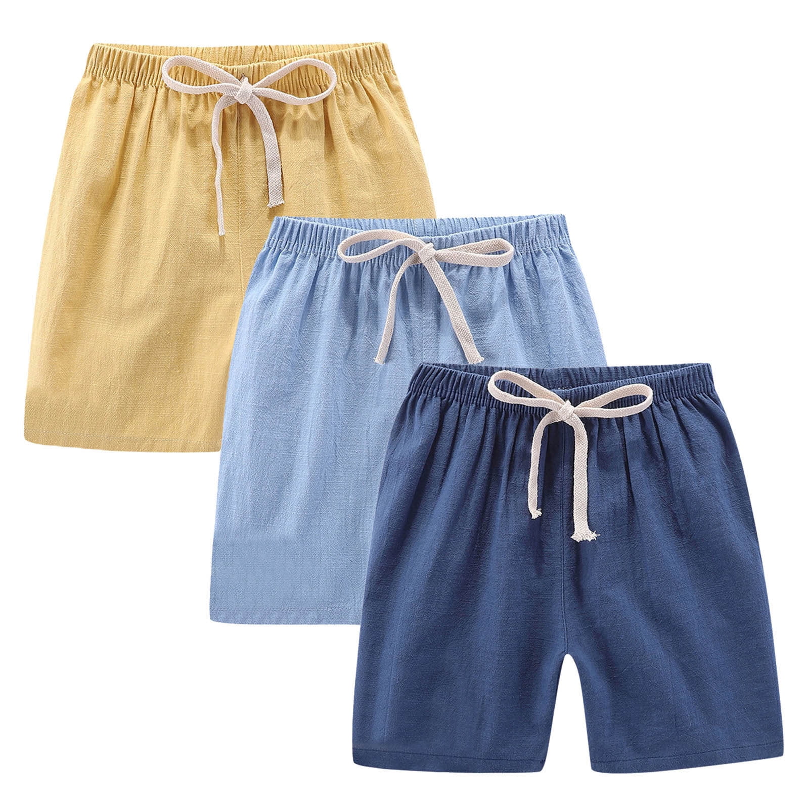 AherBiu 3 Pack Toddler Girls Clothes Cotton Linen Shorts High Waisted ...