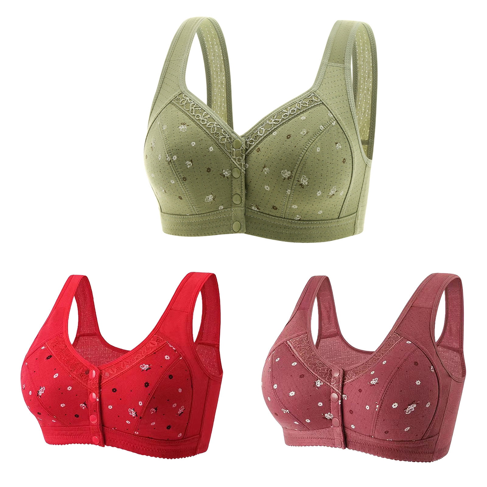 AherBiu 3pcs Womens Bra Wireless Plus Size Everyday Bras for Seniors ...