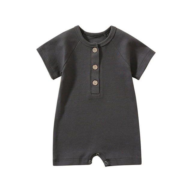AherBiu Baby Girls Boys Rompers Short Sleeve Newborn Infant Ribbed ...