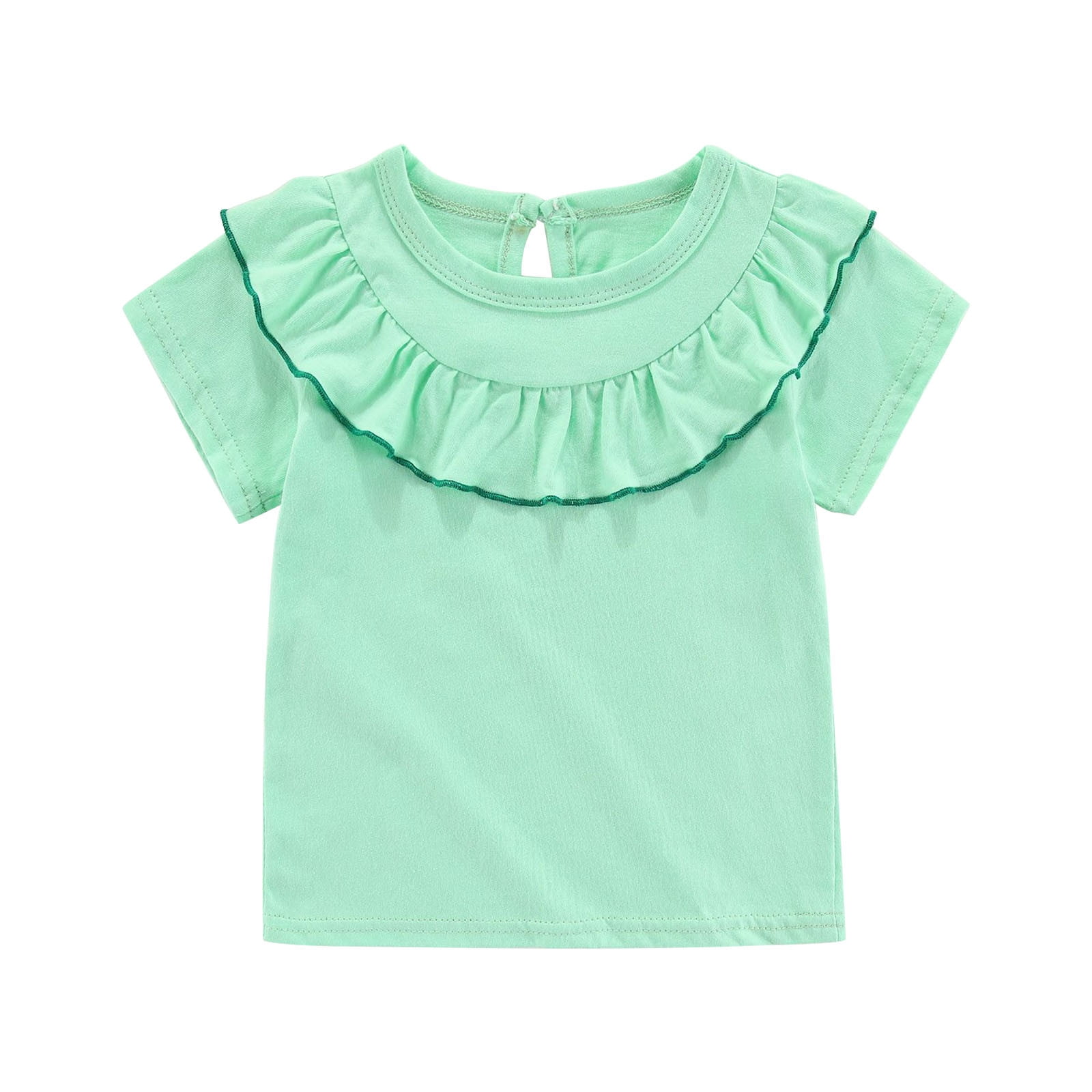 AherBiu Baby Girls Clothes Ruffle Crewneck Short Sleeve Tops Toddler ...