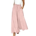 AherBiu Boho Pants for Women Wide Leg Flowy Ruched Loose Elastic High ...