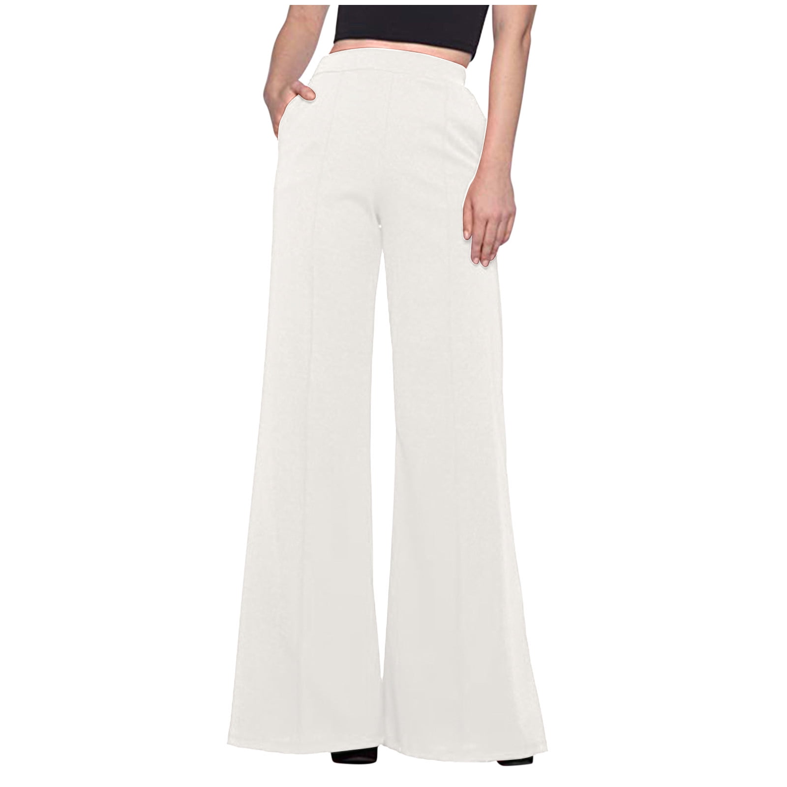 AherBiu Business Casual Pants for Women High Waisted Wide Leg Formal ...