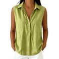 AherBiu Business Casual Tank Tops for Women Half Button Lapel V Neck ...