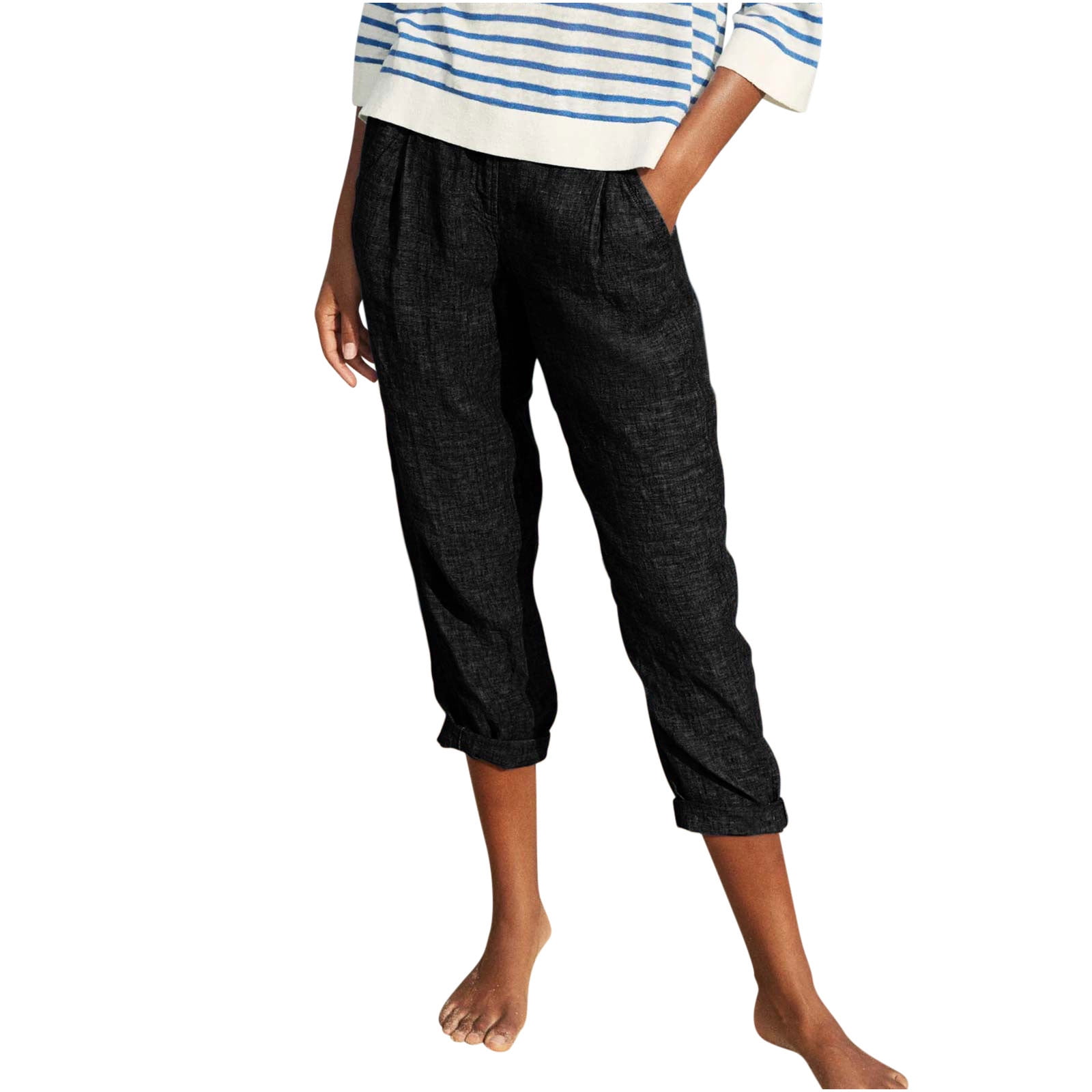 AherBiu Capri Pants for Women Business Casual Pants High Waisted ...