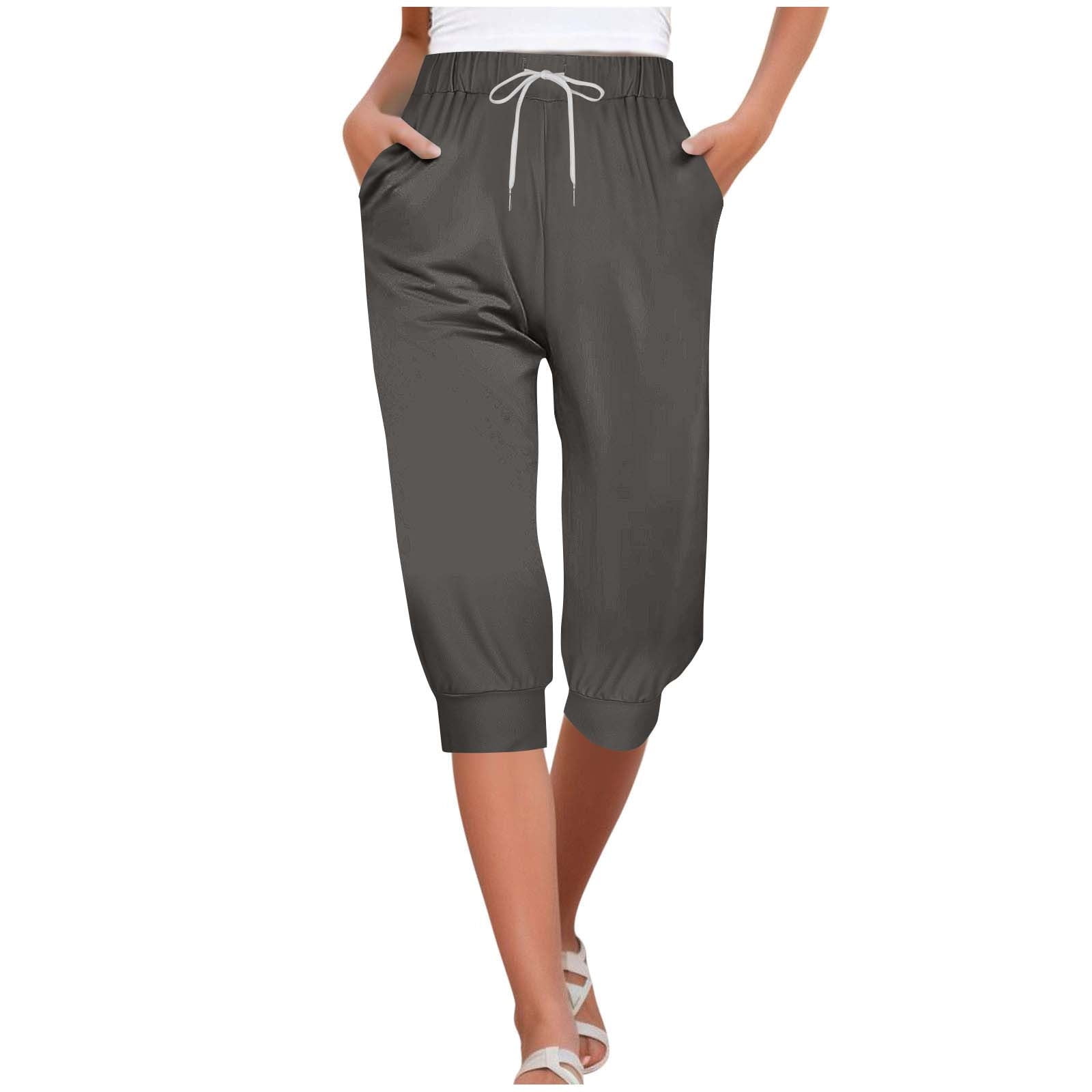 AherBiu Capri Pants for Women Yoga Capris Workout Stretchy High Waisted ...