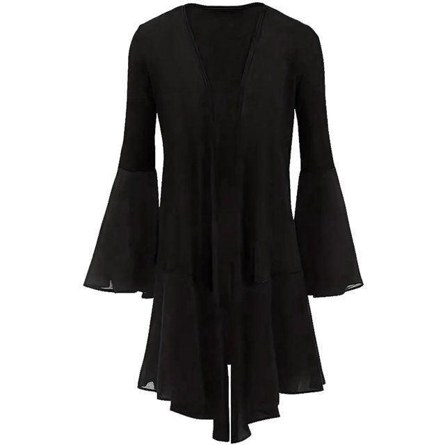 AherBiu Cardigans for Women Chiffon Flare Sleeve Open Front Ruffle Fall ...