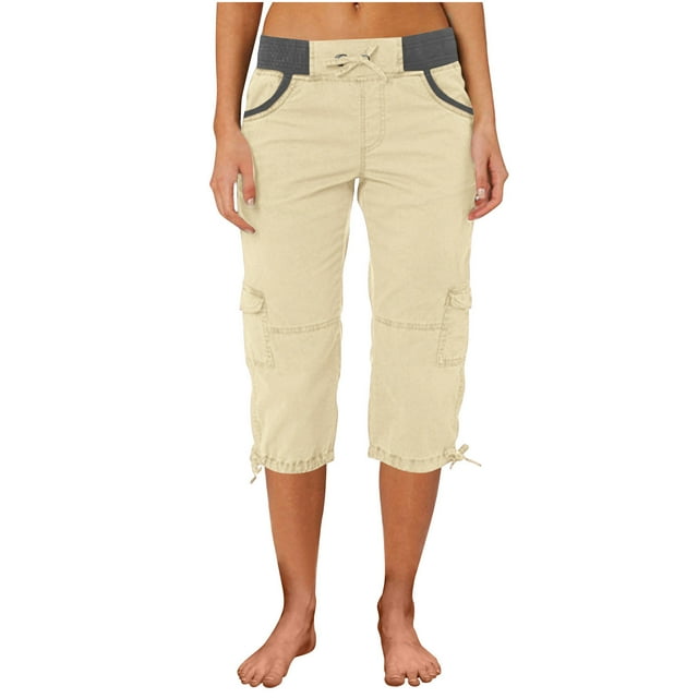 Aherbiu Cargo Capri Pants For Women Summer Casual Outdoor Active Hiking Capris Cargos With Multi