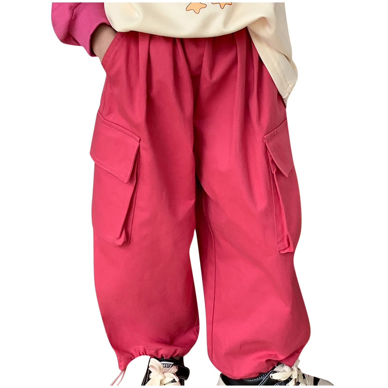 AherBiu Cargo Pants for Boys Girls High Waisted Kids Baggy Cargos Cinch ...