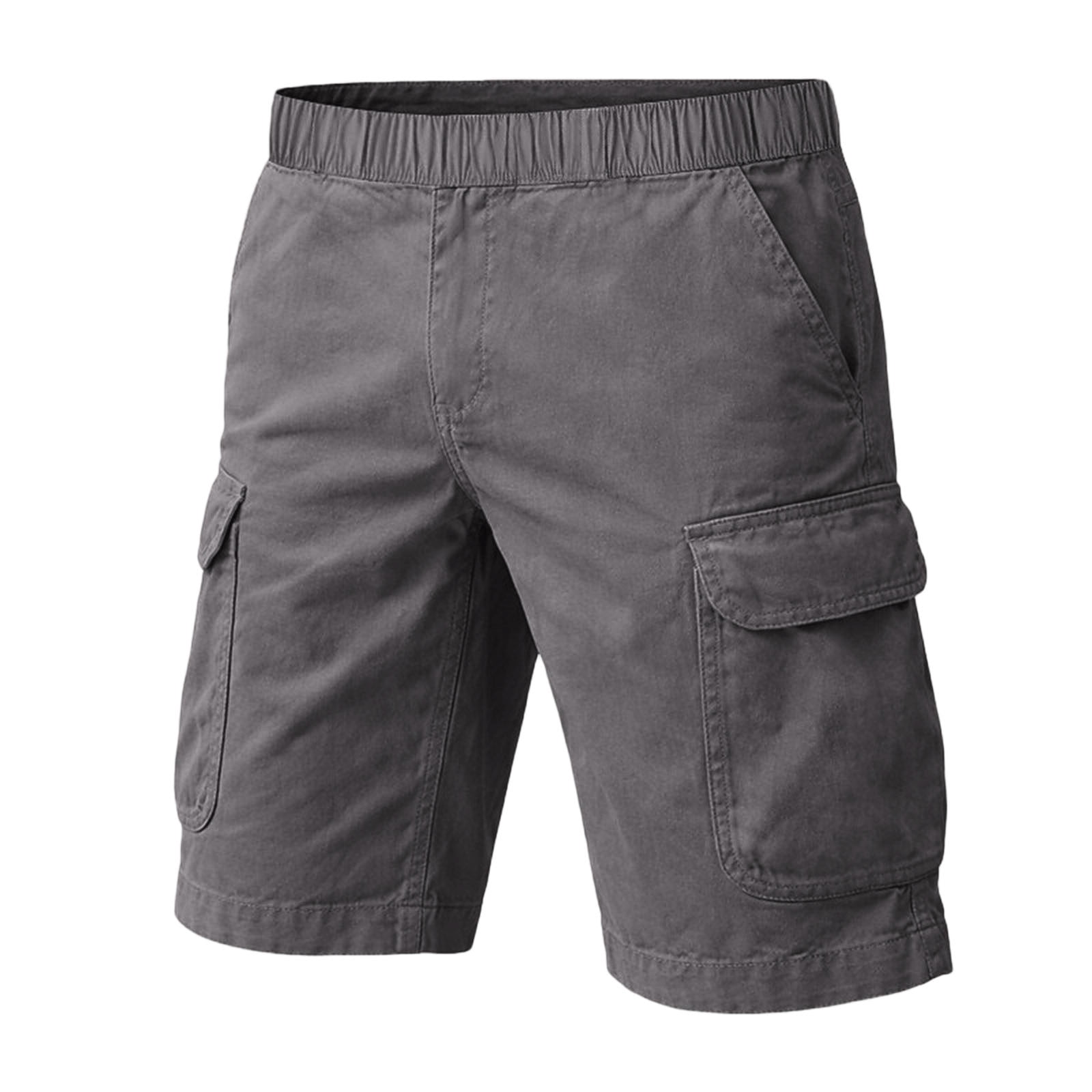 AherBiu Cargo Shorts for Men Elastic Waisted Casual Loose Hiking ...