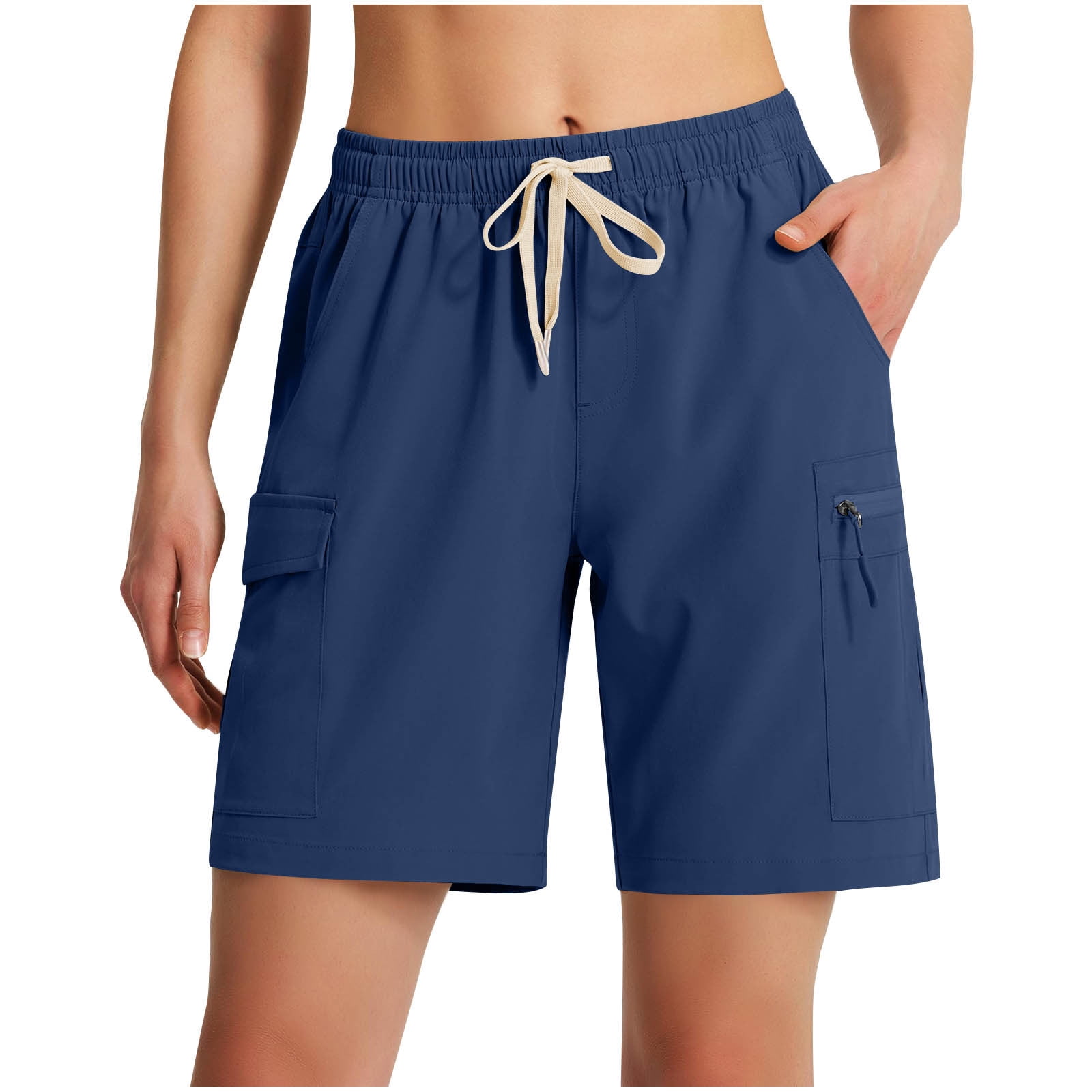 AherBiu Cargo Shorts for Women Drawstring Elastic High Waisted Wide Leg ...