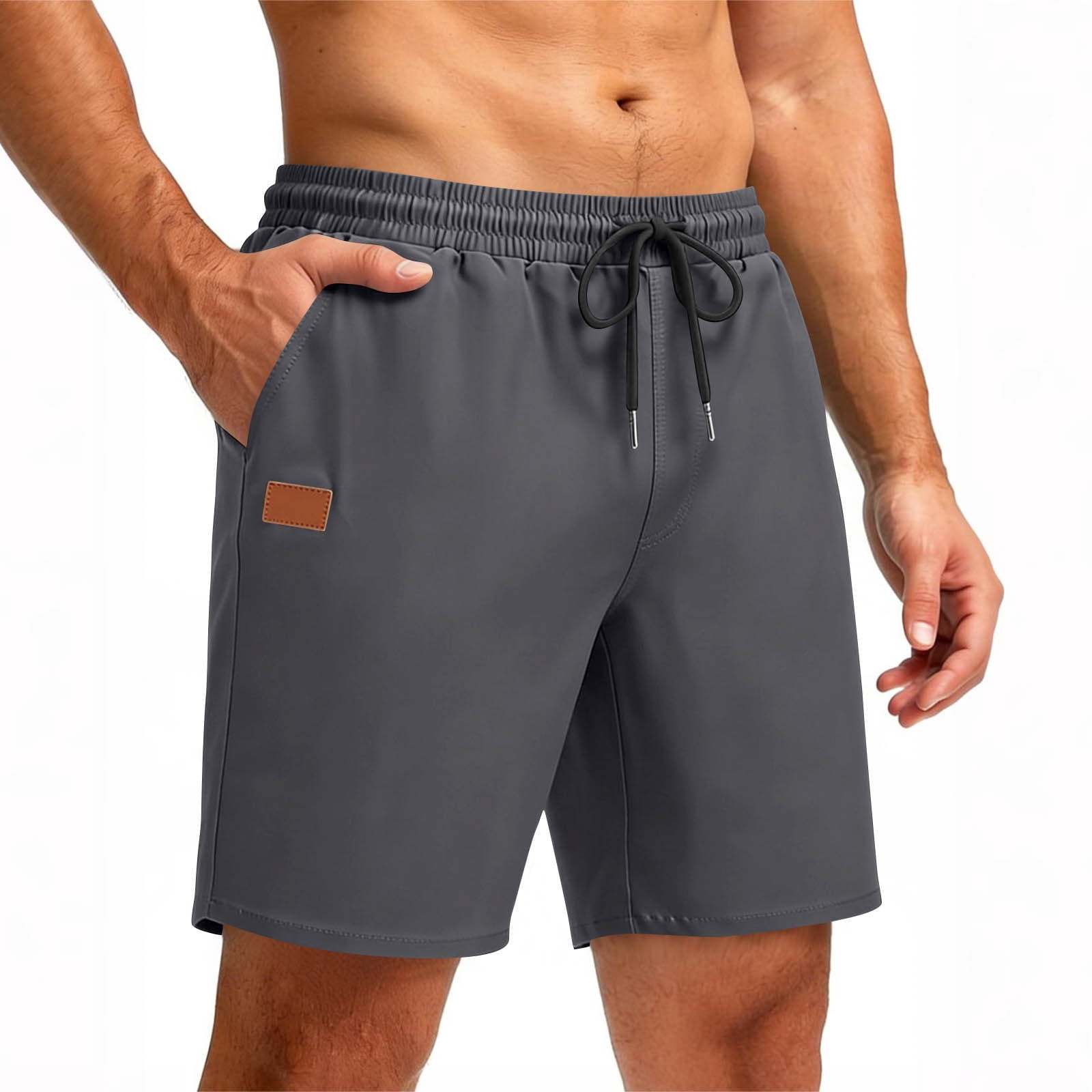 AherBiu Casual Shorts for Men Drawstring Elastic Waist Summer Loose ...