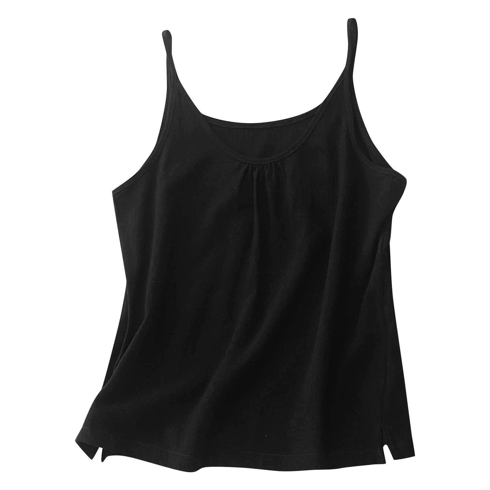 AherBiu Cotton Linen Tank Tops for Women Spaghetti Strap V Neck Summer ...