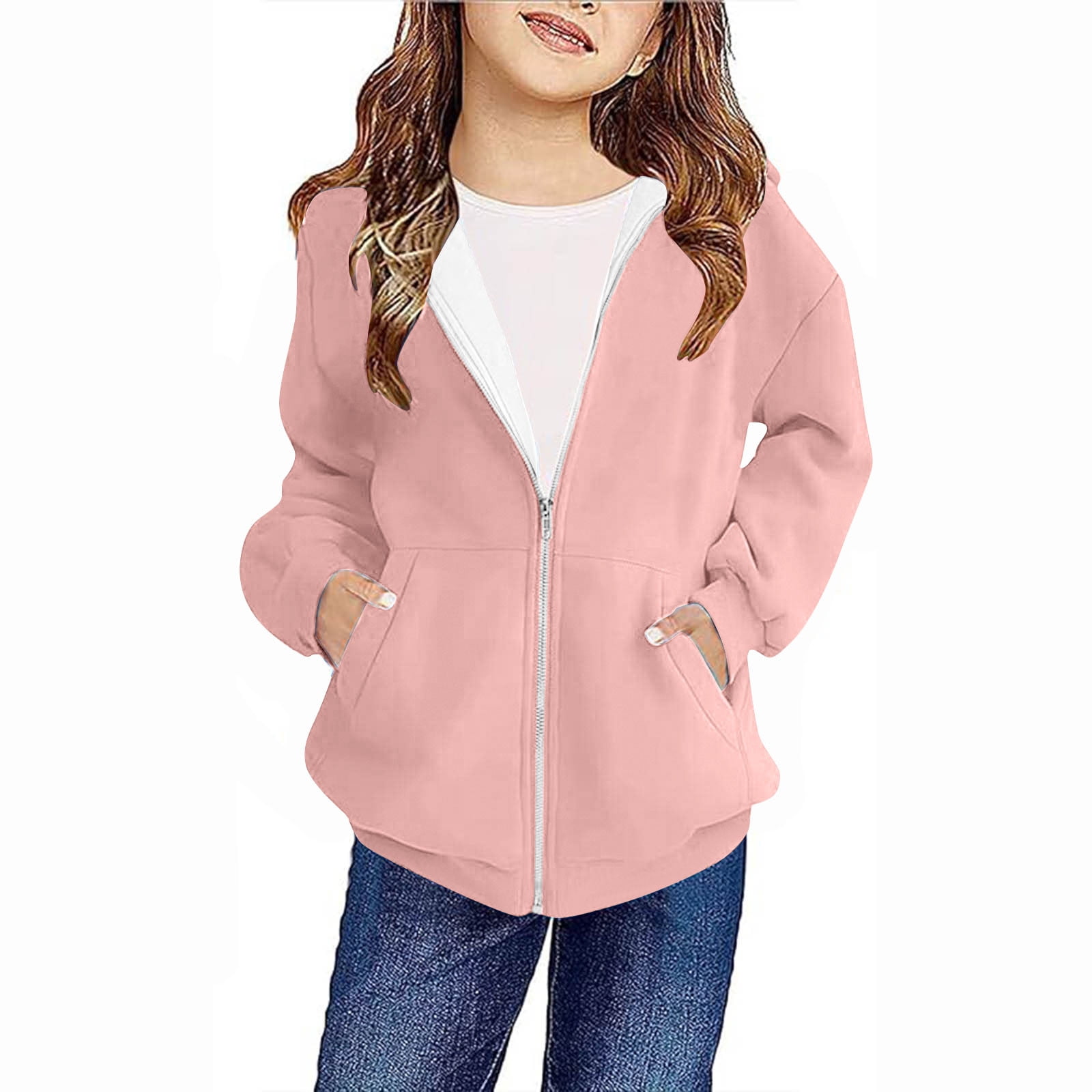 AherBiu Girls Clothes Zip up Sweatshirt Hooded Long Sleeve Teens ...