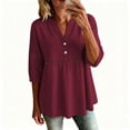 AherBiu Henley Shirt for Women Button Notch V Neck 1/2 Sleeve Cutout ...