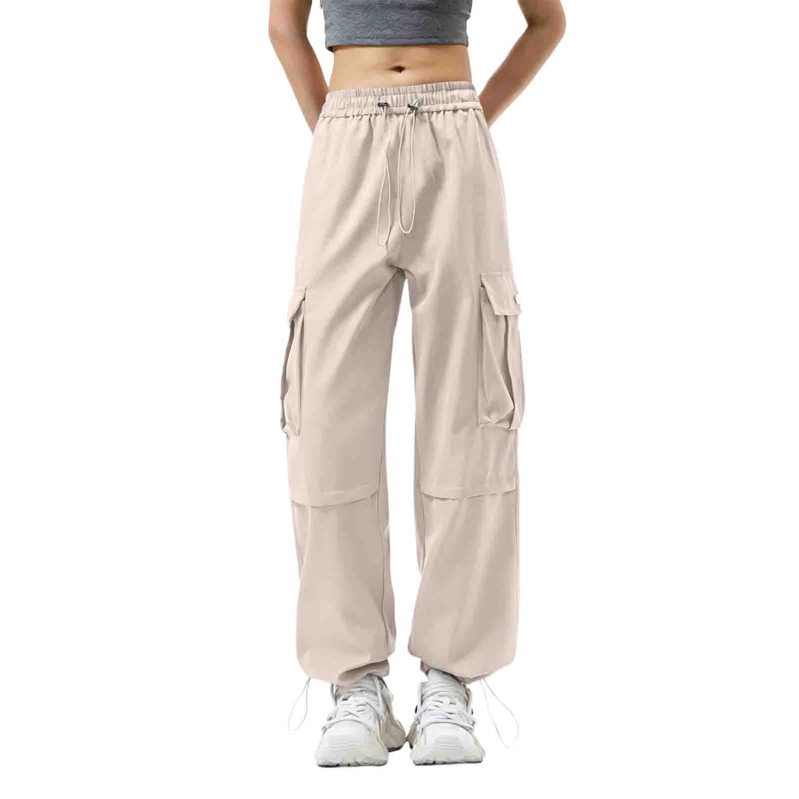 AherBiu Hiking Pants for Women Elastic High Waisted Straight Leg Baggy ...