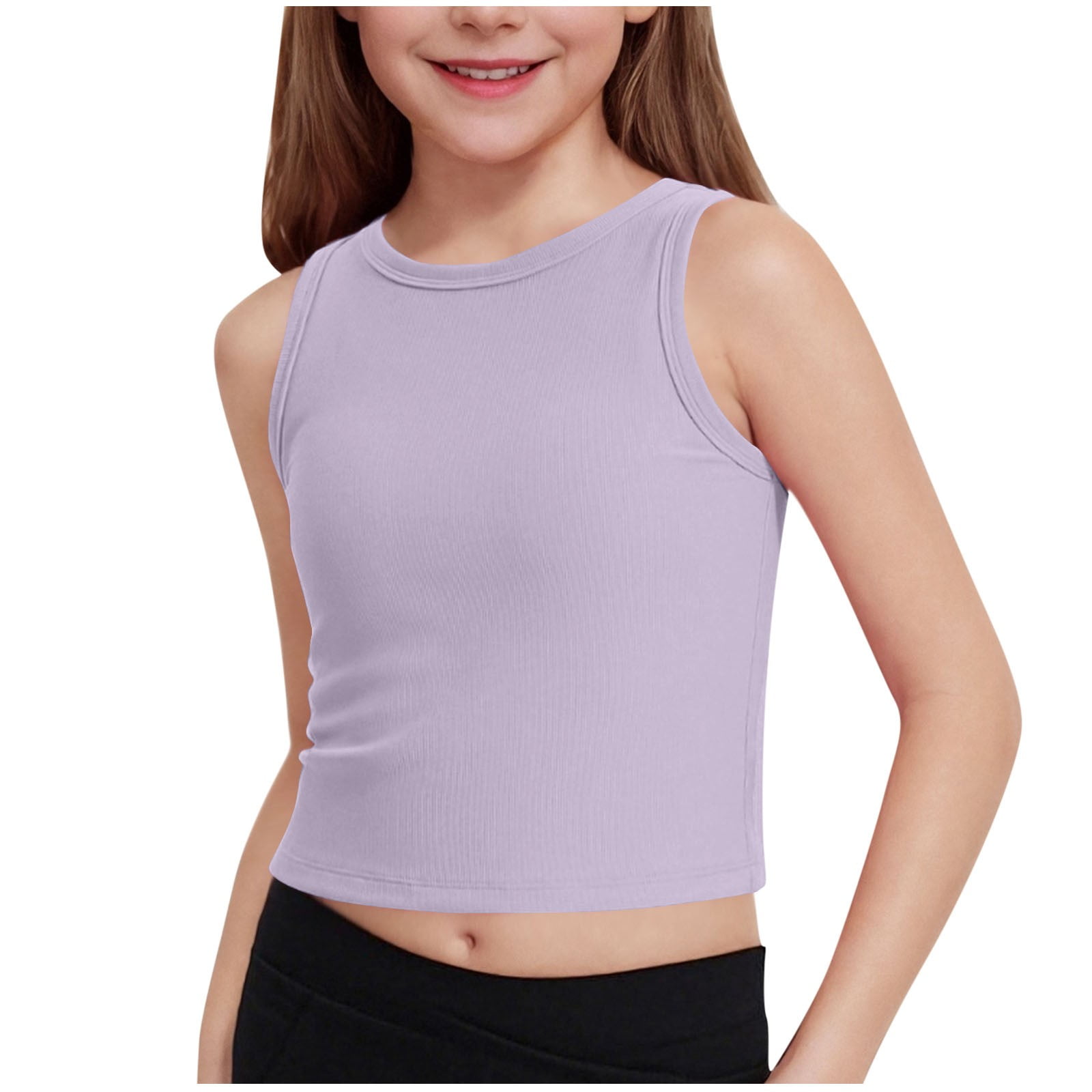 AherBiu Kid Girls Clothes Crewneck Summer Tank Tops Sleeveless Stretch ...