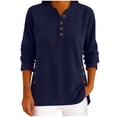 AherBiu Long Sleeve Tops for Women Corduroy Henley Button V Neck ...