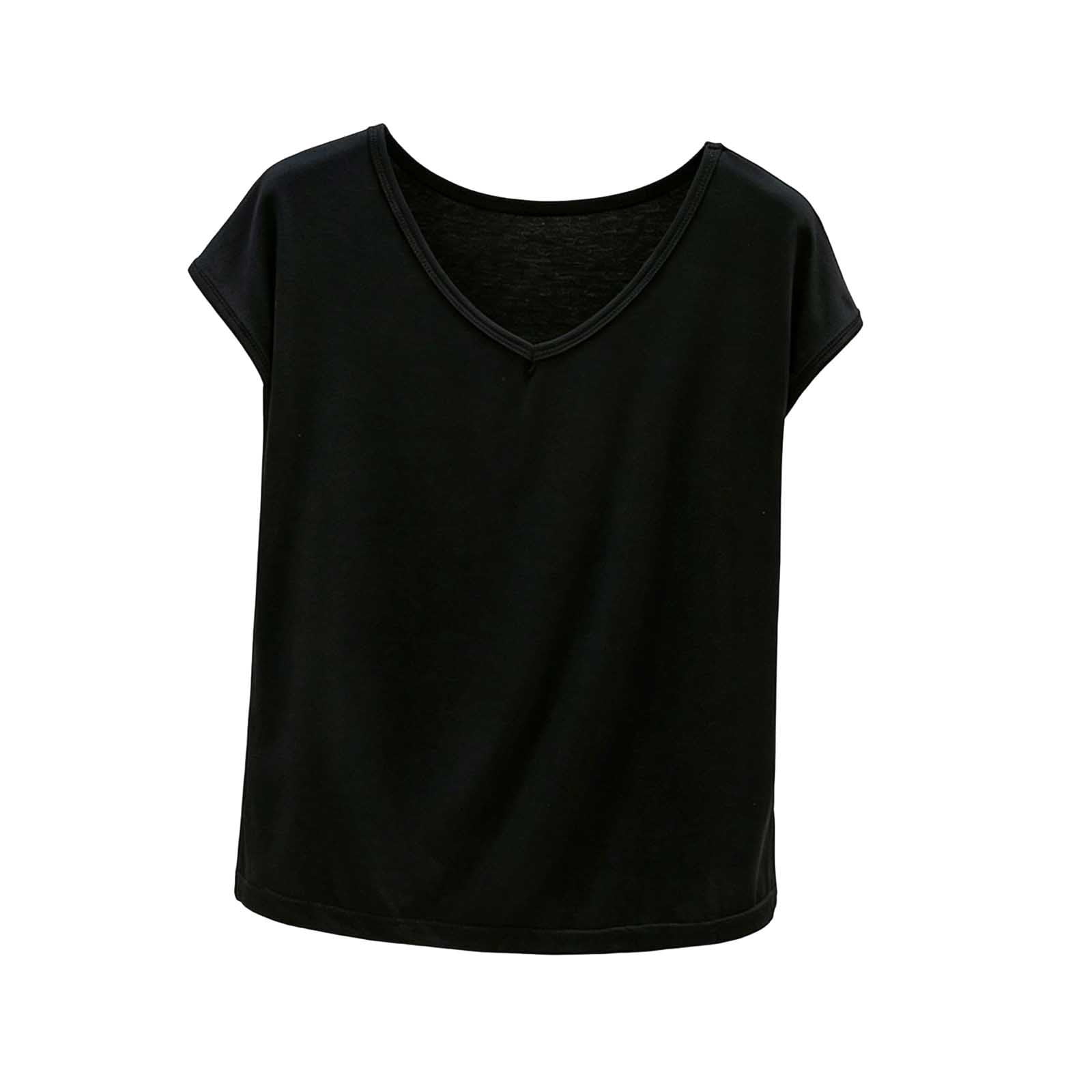 AherBiu Pajama Tops for Women Short Sleeve Tees V Neck Comfy Fitted ...