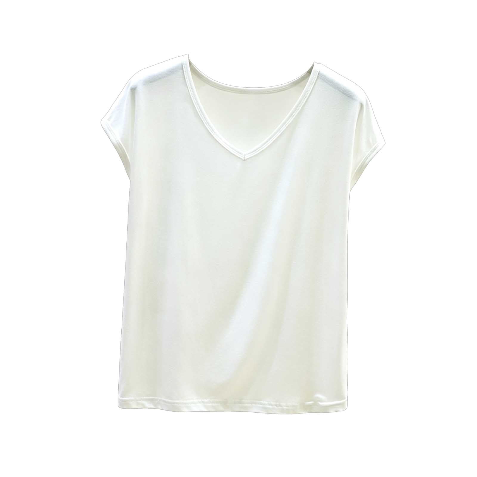 AherBiu Pajama Tops for Women Short Sleeve Tees V Neck Comfy Fitted ...
