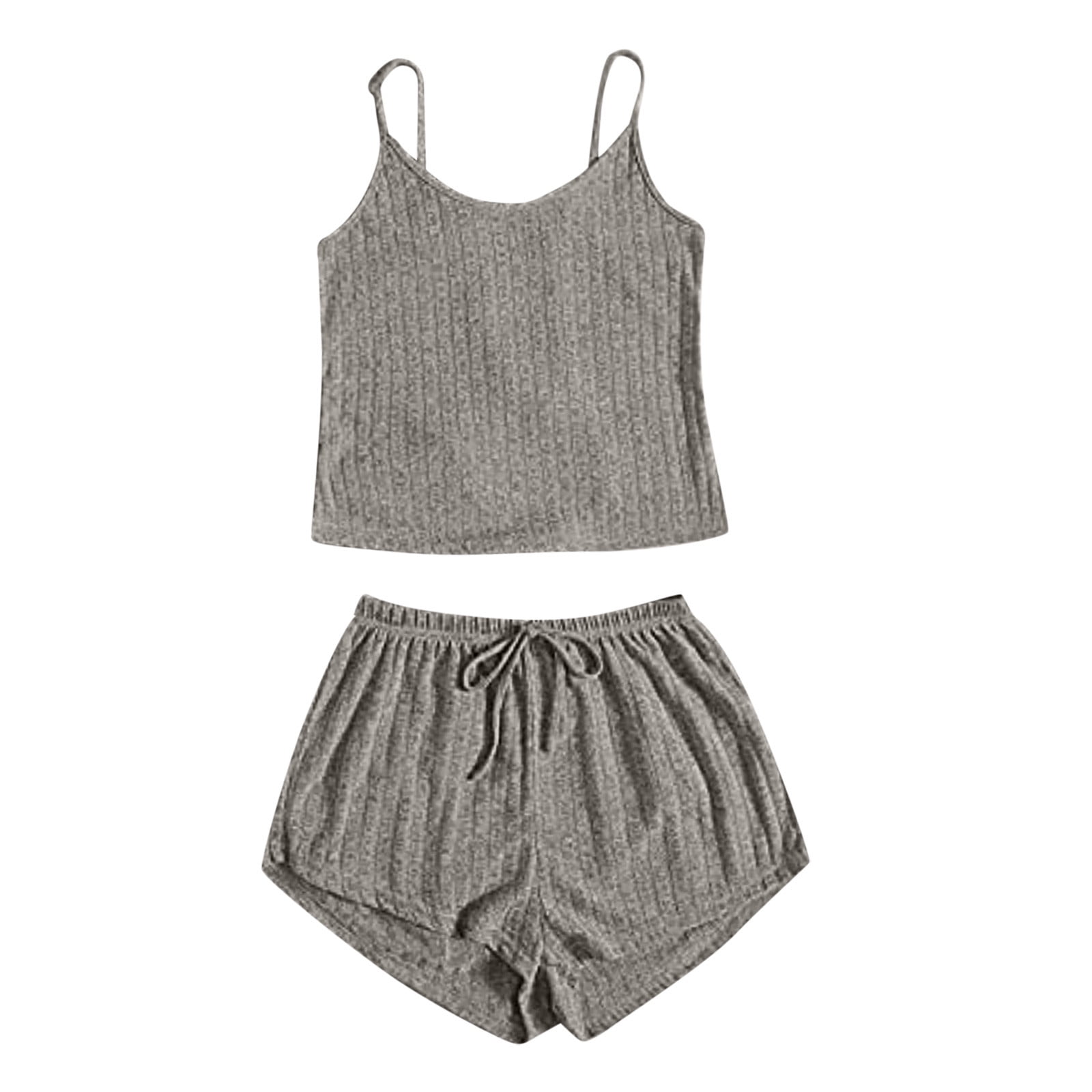 AherBiu Pajamas for Women Soft Comfy Set Ribbed Cami Tank Tops with ...