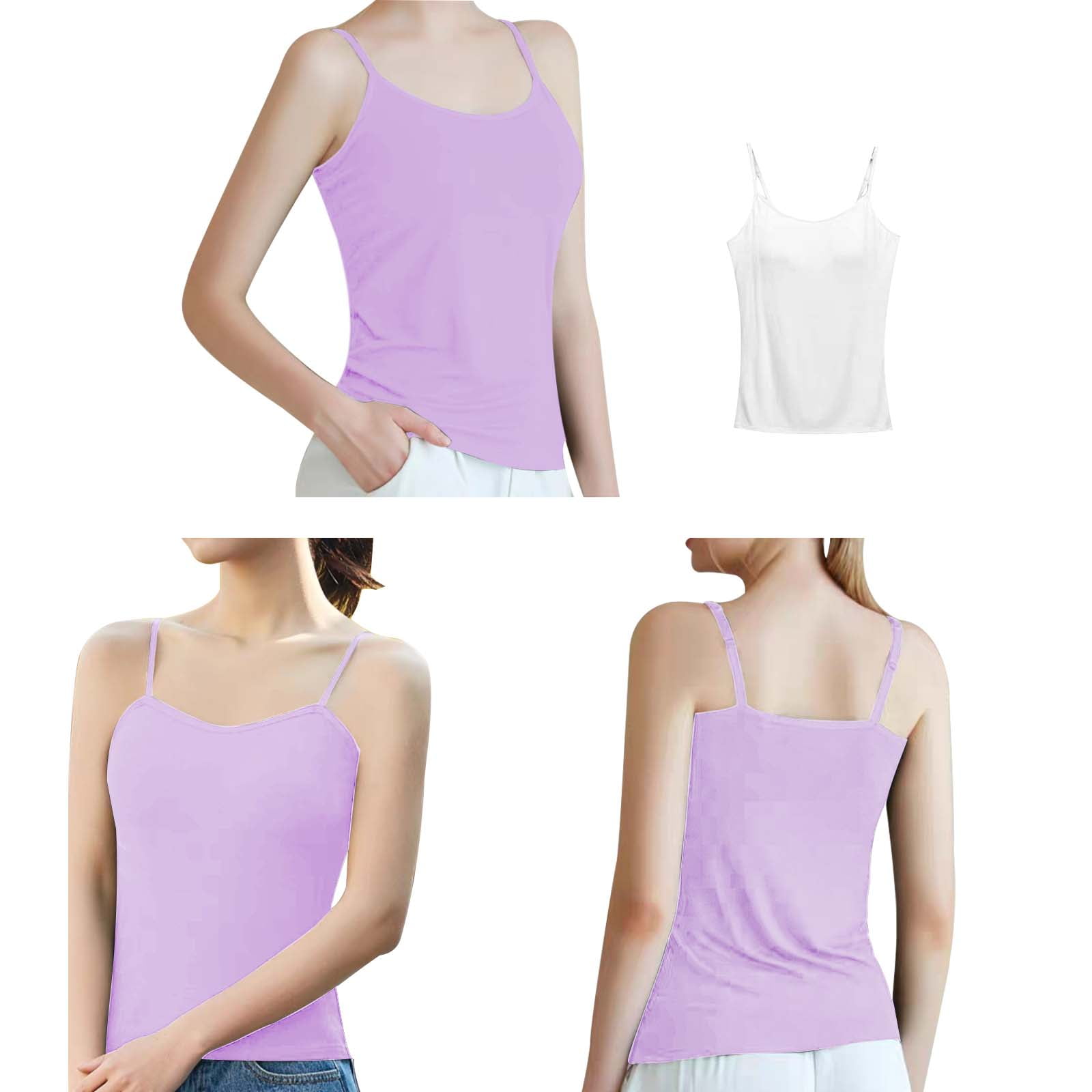 AherBiu Plus Size Camis, Built-in-bra, Women's Yoga Tank Tops ...