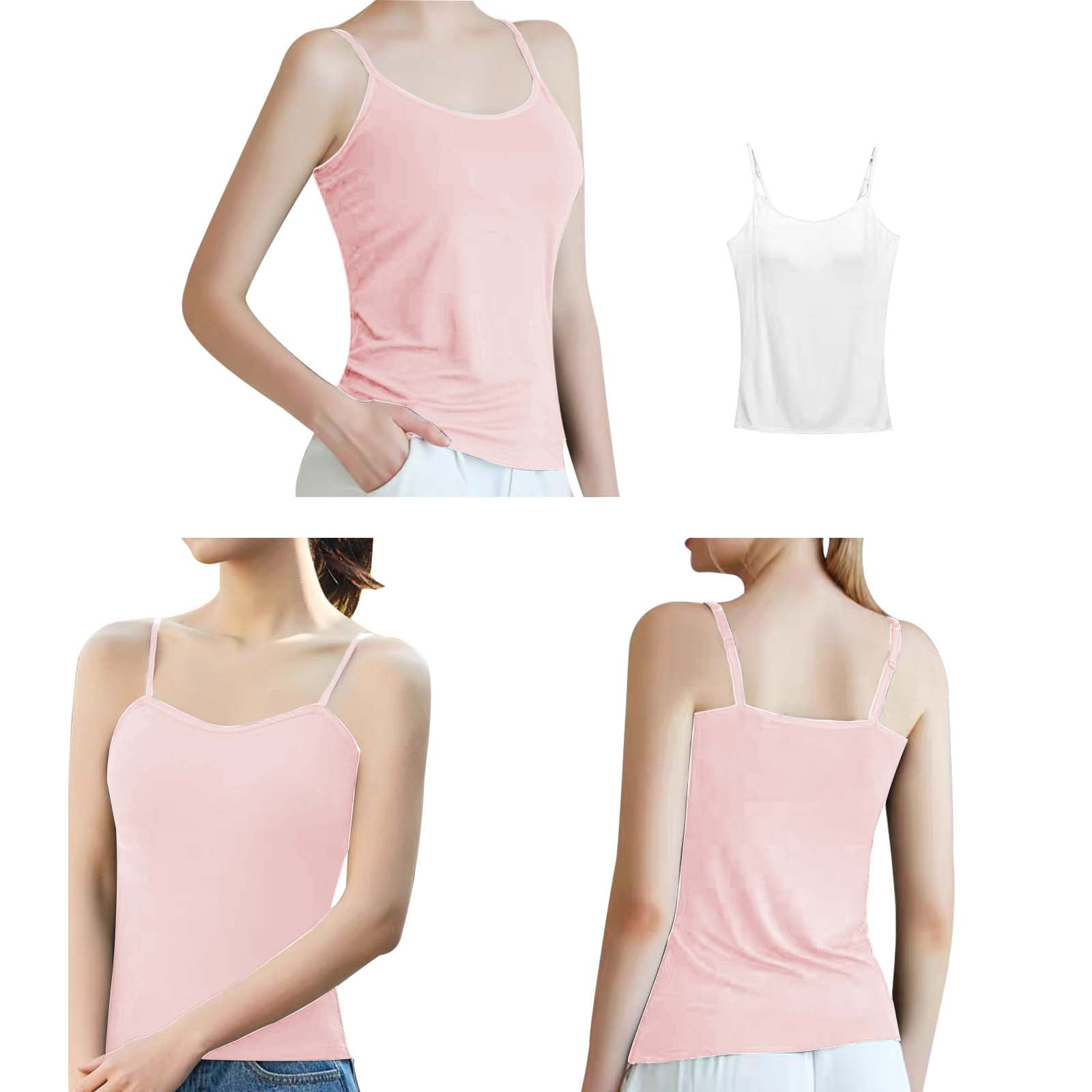 AherBiu Plus Size Camis for Women Built-in-bra Yoga Tank Tops Workout ...