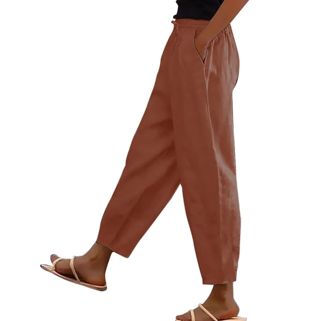 AherBiu Plus Size Pants for Women Lightweight Summer Slacks High ...